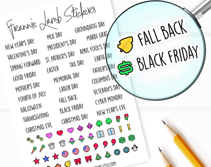 Holiday Planner Stickers, Holiday Reminder Labels for Planners ...