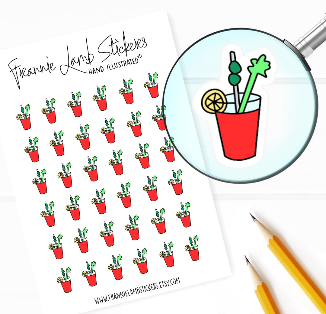Bloody Mary Stickers (1/2" Each), Alcohol Stickers, Food and Drink ...