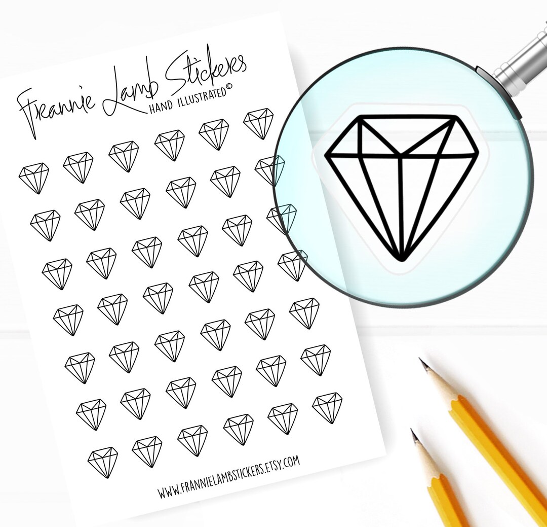 42 Clear Planner Stickers (1/2" Each), Diamond Stickers, Engagement and ...