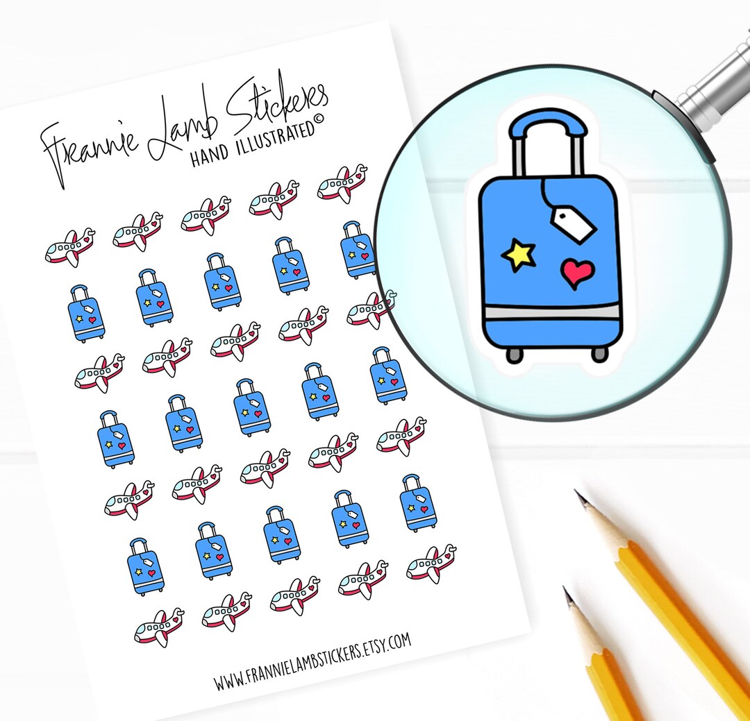 Travel Reminder Stickers (1/2" Each), Planner Stickers, Airplane ...