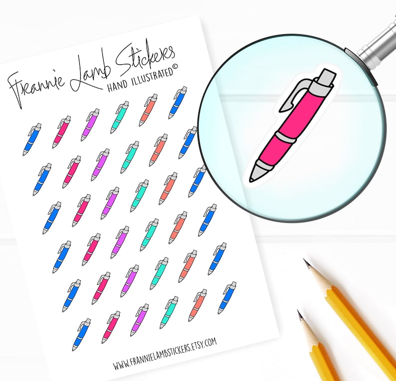 Stift Aufkleber (je 1,2 cm), niedliche Stift-Sticker, Arbeit und Büro ...