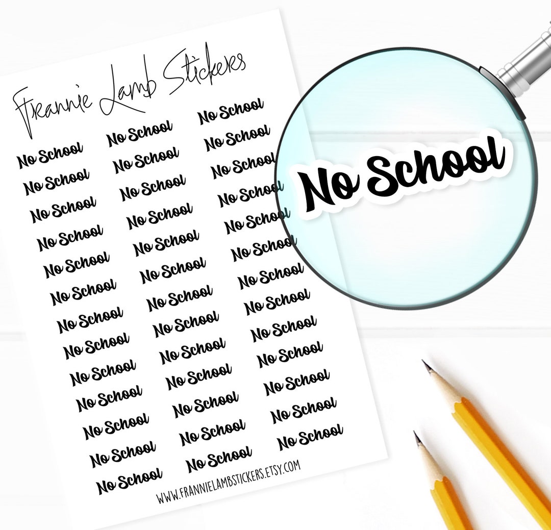 No School Stickers, 39 Labels for Planners, Calendars and More, Color ...