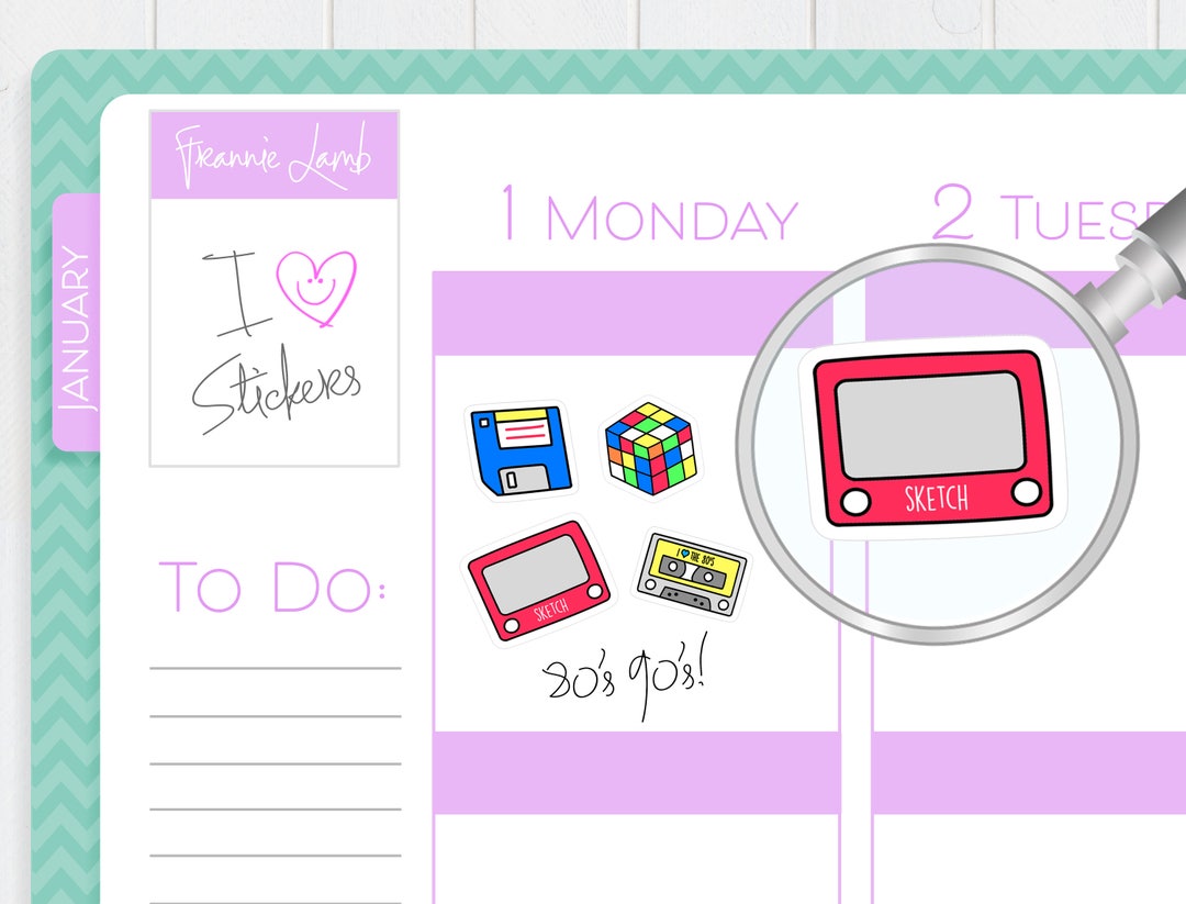 80's and 90's Retro Stickers (1/2" Each), Planner Stickers, Retro ...