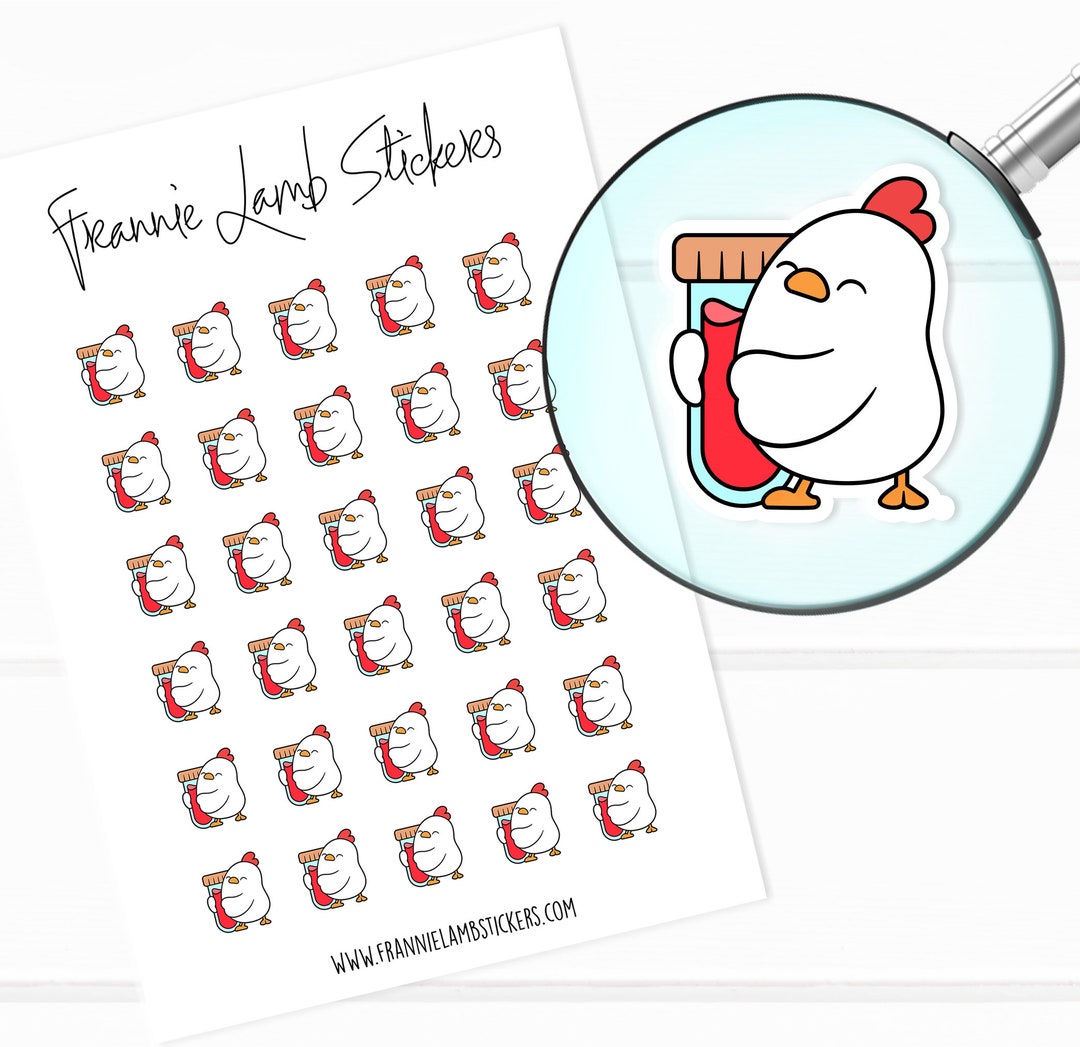 Cute Blood Test Medical Chicken Stickers (1/2" Each), Planner Stickers ...