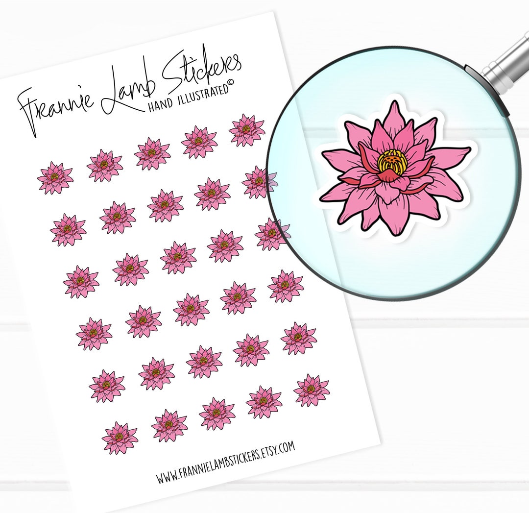 Lotus Flower Stickers (1/2" Each), Planner Stickers, Spring Stickers ...