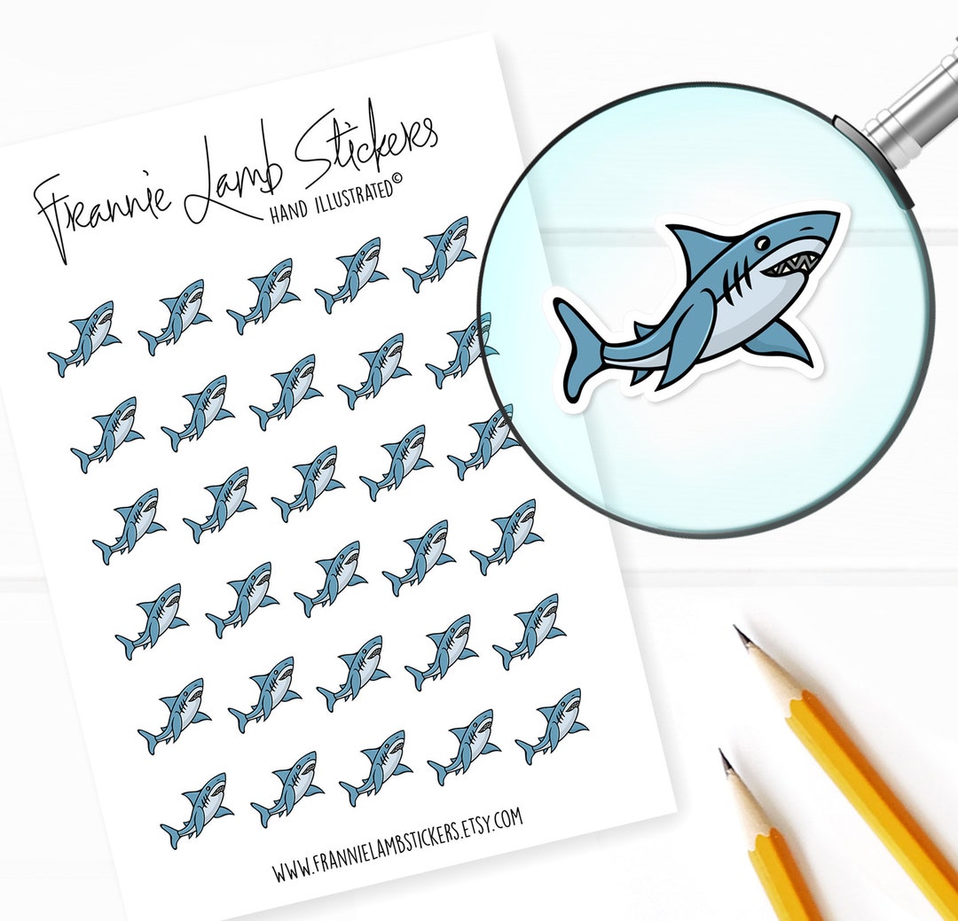 Shark Stickers (1/2" Each), Planner Stickers, Shark Stickers for ...