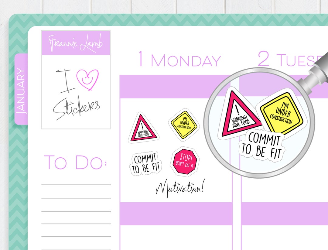 Diet and Exercise Stickers (1/2" Each), Diet Motivation Stickers for ...