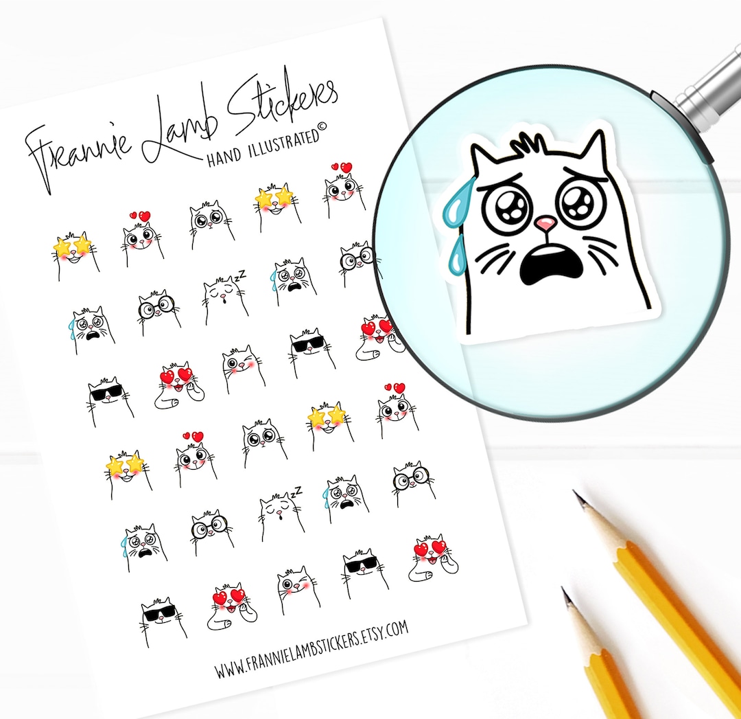 Cat Emoji Stickers (1/2" Each), Planner Stickers, Mood Stickers ...