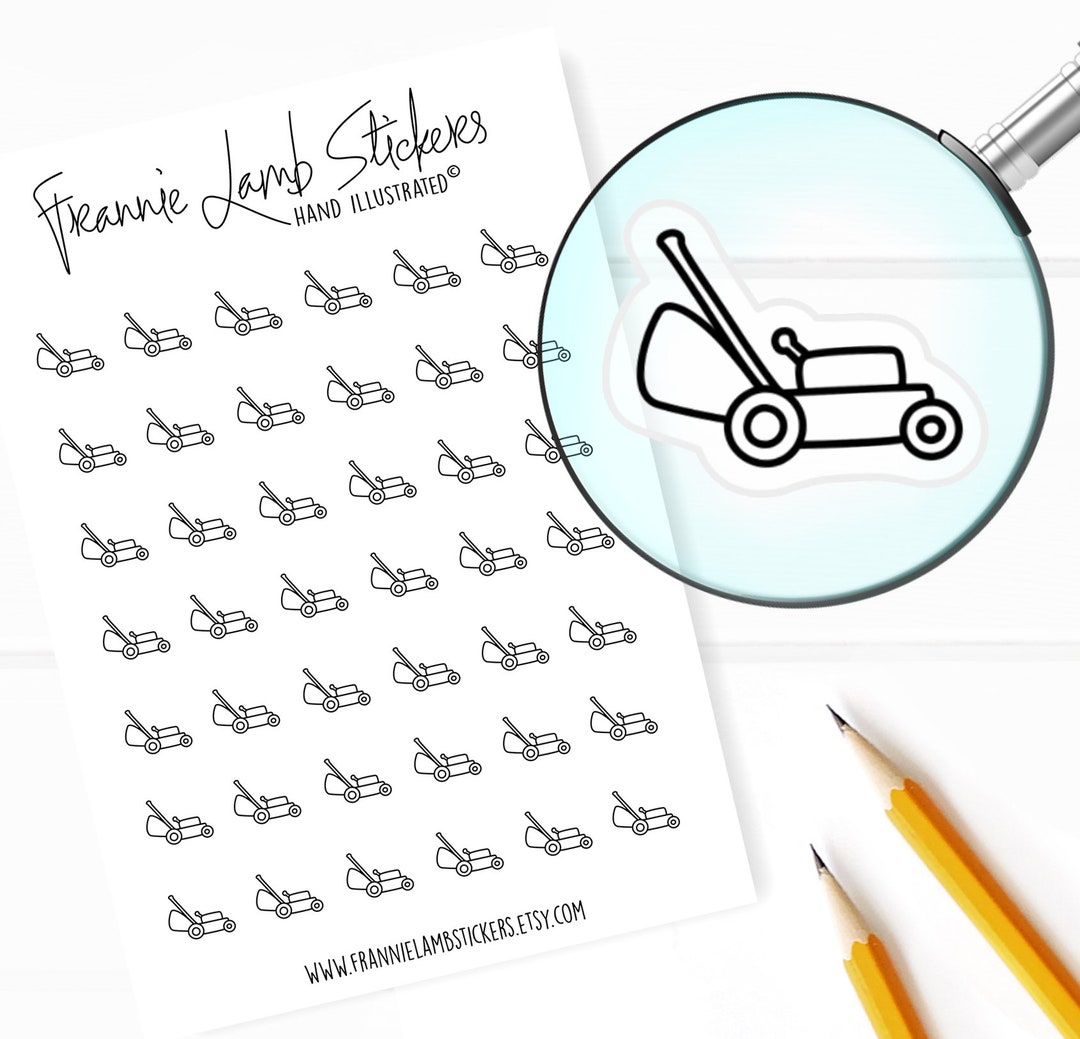 42 Clear Planner Stickers (1/2" Each), Lawn Mower Stickers, Chore and ...