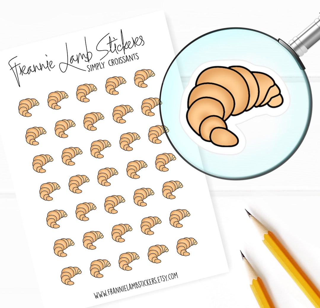 Croissant Stickers (1/2" Each), Planner Stickers, Food Stickers for ...