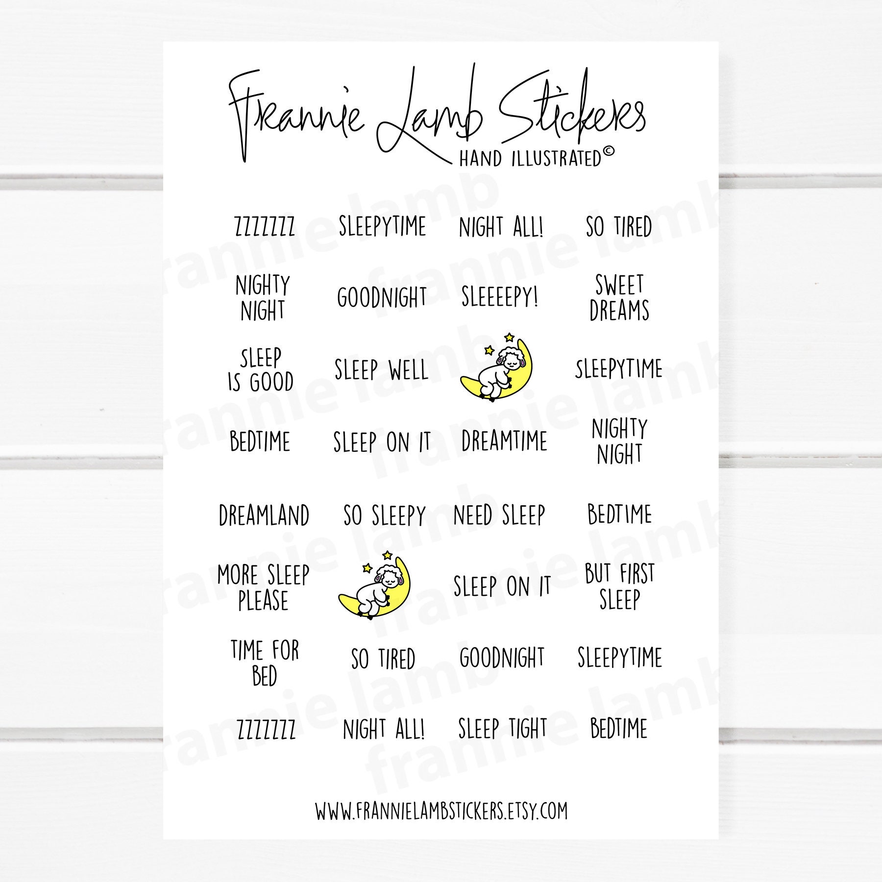 Sleepytime Text Stickers Clear or White Matte Sticker Paper | Etsy