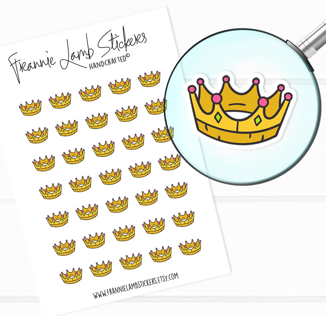 Crown Stickers (1/2" Each), Decorative Stickers for Calendars, Planners ...