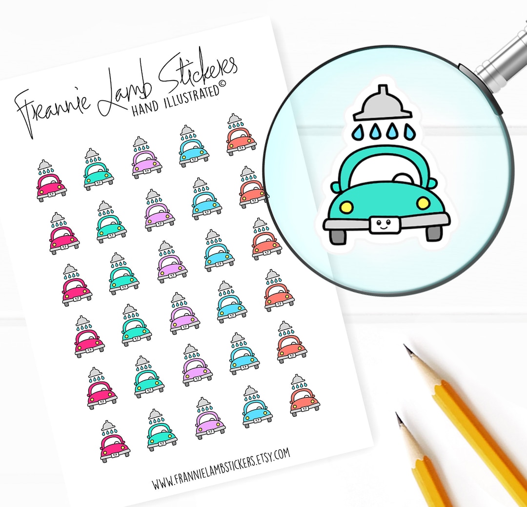 Car Wash Stickers (1/2" Each), Planner Stickers, Car Wash and Chore ...