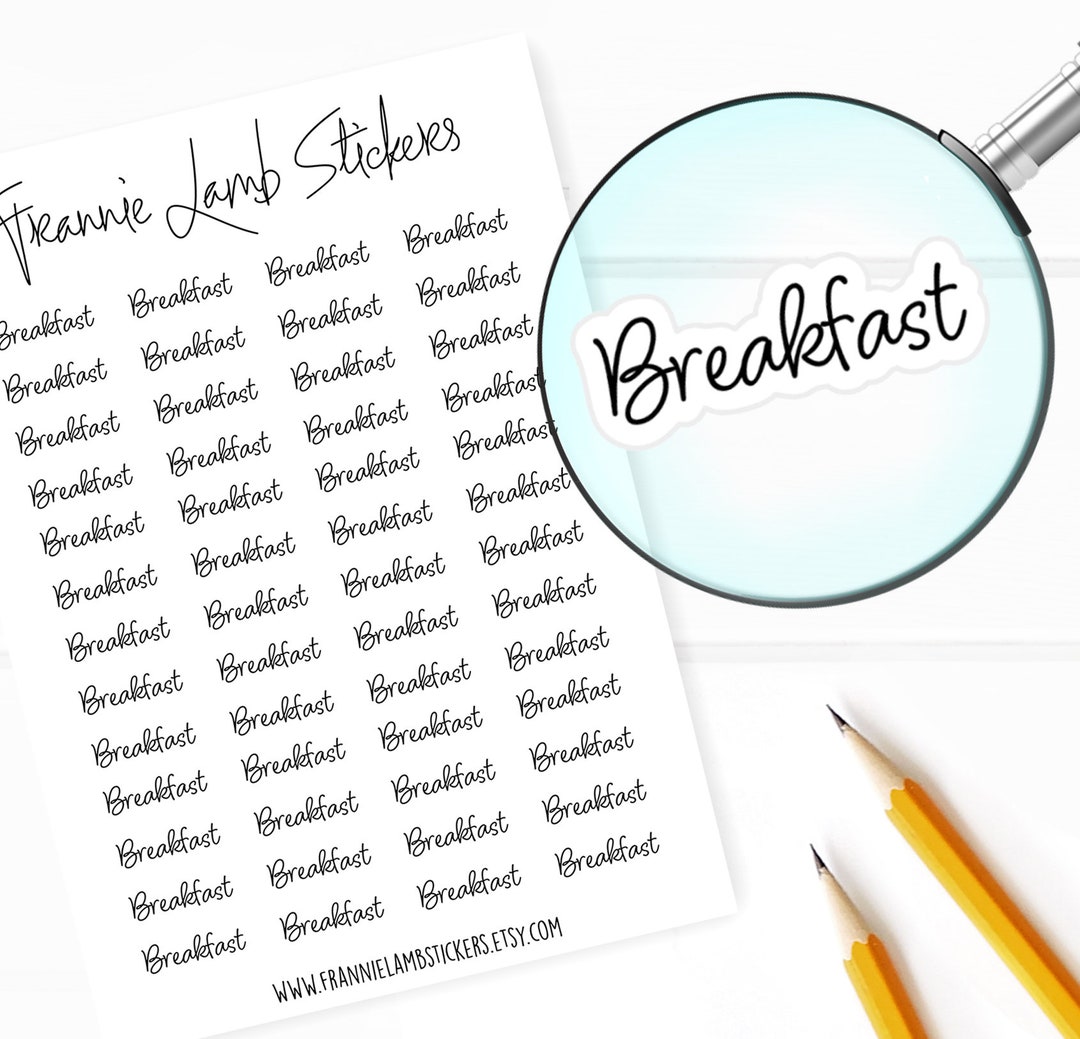 Breakfast Planner Stickers, 52 Labels for Planners, Calendars and More ...