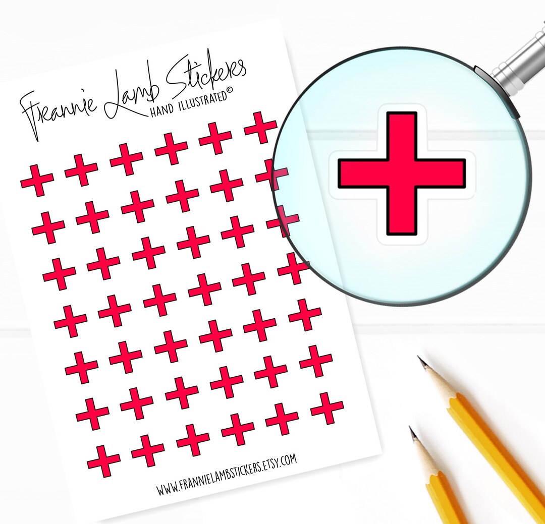 42 Clear Planner Stickers (1/2" Each), Medical Cross Stickers, Medical ...