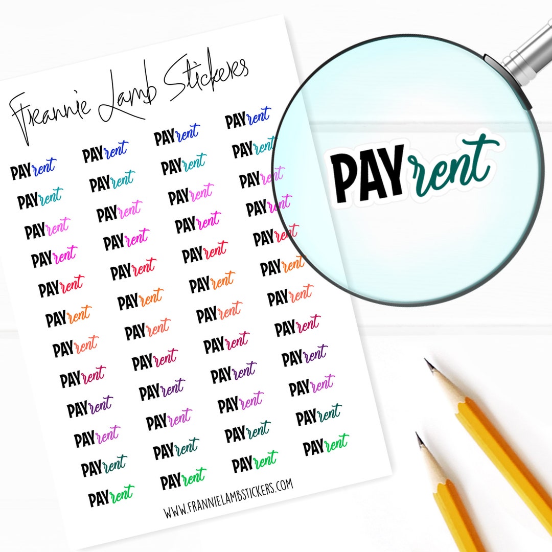 Pay Rent Planner Stickers, 48 Labels for Planners, Calendars and More ...
