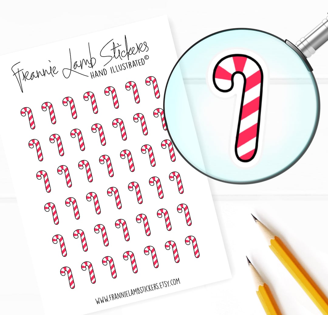 Candy Cane Stickers (1/2" Each), Seasonal Planner Stickers, Holiday ...