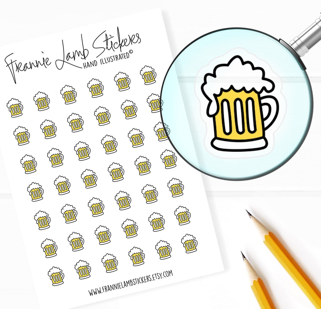 42 Clear Planner Stickers (1/2" Each), Beer Stickers, Beer and Alcohol ...