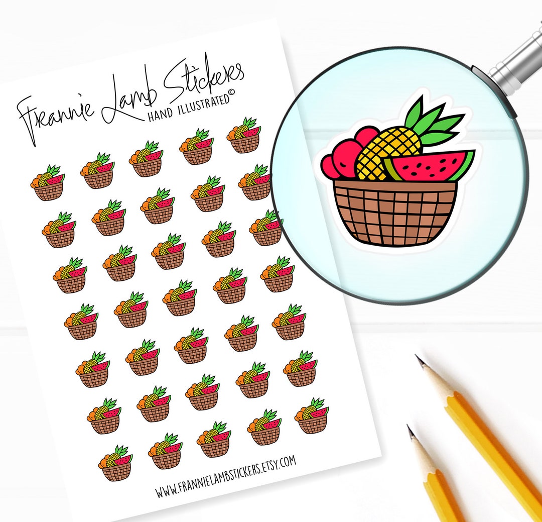 Fruit Basket Stickers (1/2" Each), Fruit Planner Stickers, Food ...