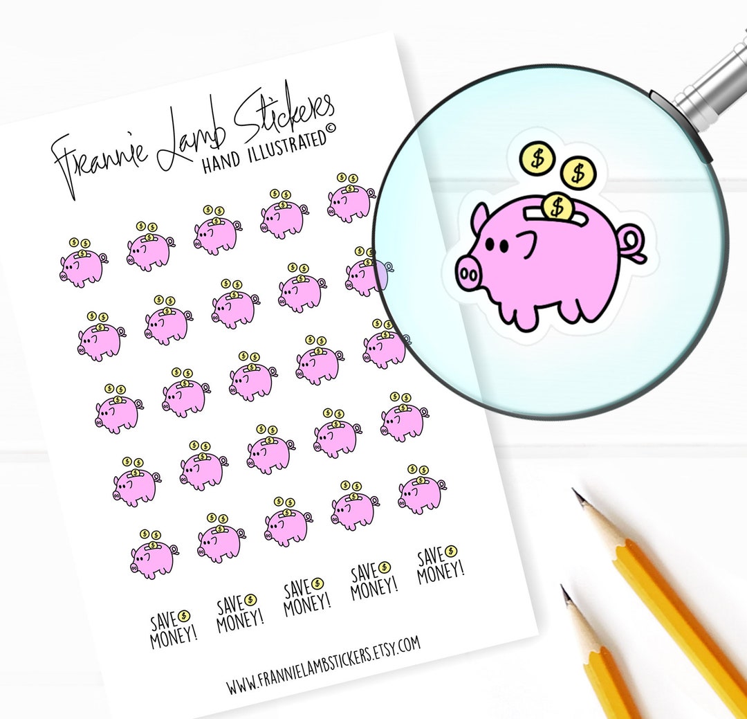 Piggy Bank Stickers (1/2" Each), Save Money Plannerstickers for ...