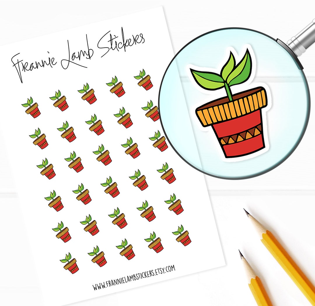 Potted Plant Stickers (1/2" Each), Planner Stickers, Stickers for ...