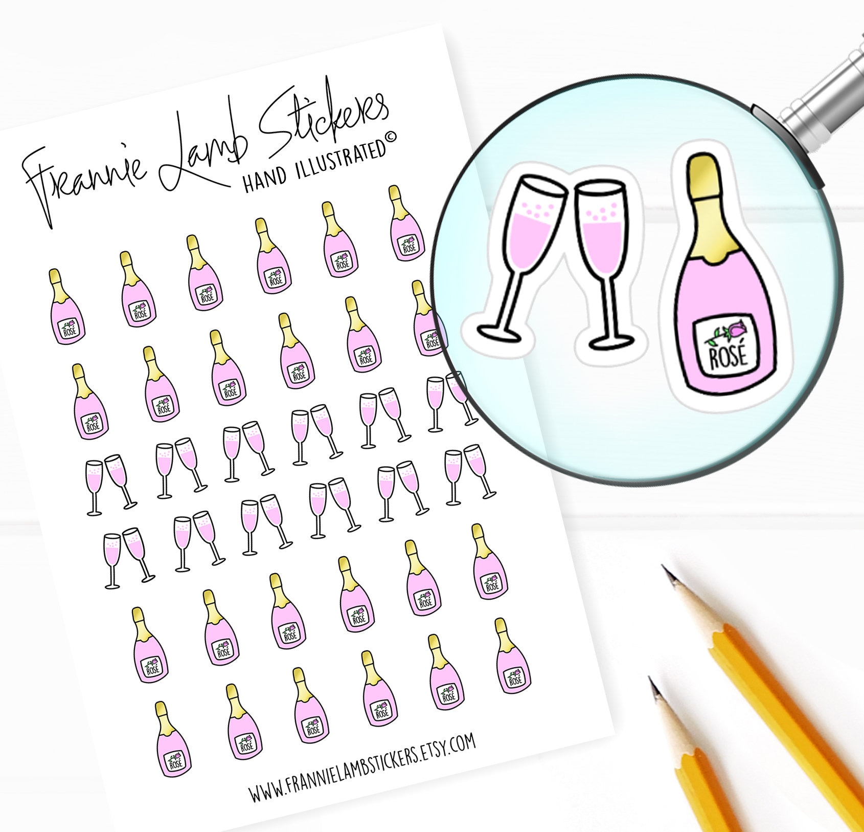 Rose Champagne Stickers 1/2 Each Alcohol Planner - Etsy