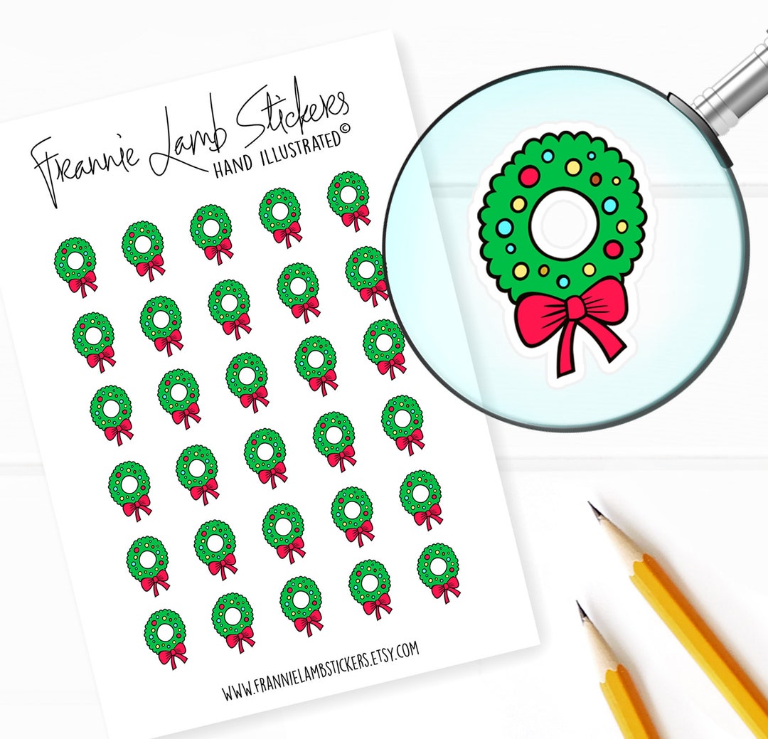 Wreath Stickers (1/2" Each), Planner Stickers, Holiday, Winter ...