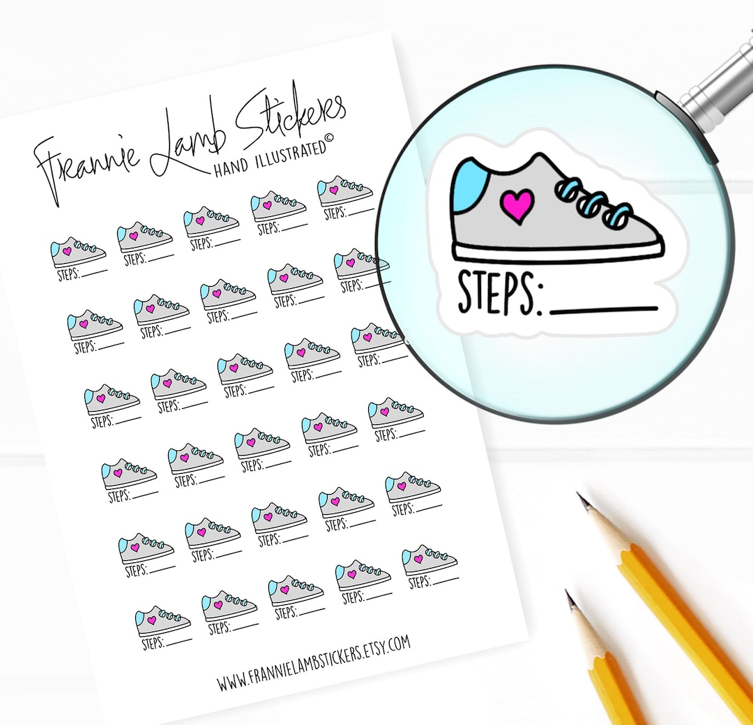 Step Tracker Stickers (1/2" Each), Fitness Write-on Stickers for ...