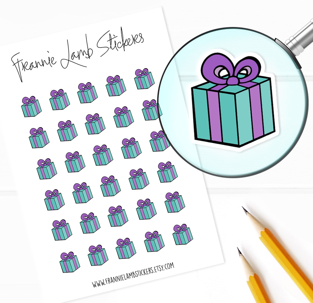 Present Stickers (1/2" Each), Birthday and Gift Planner Stickers ...