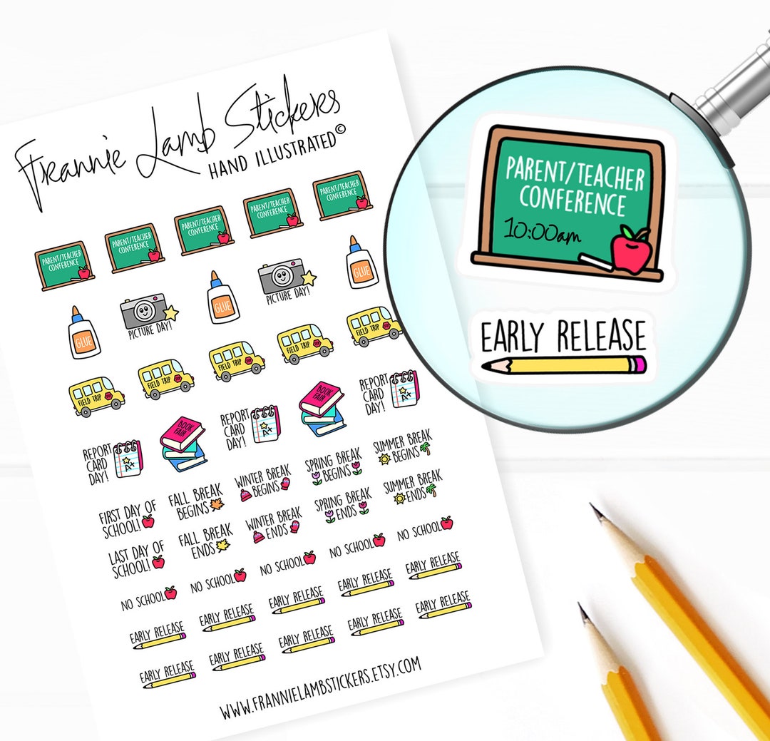 School Planner Stickers: Hand Illustrated Reminder Stickers (1/2") - Etsy