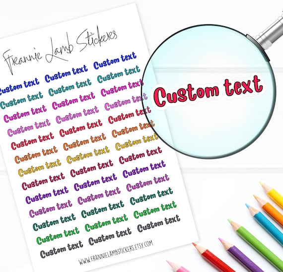 Custom Word Stickers Custom Text Stickers Personalized - Etsy