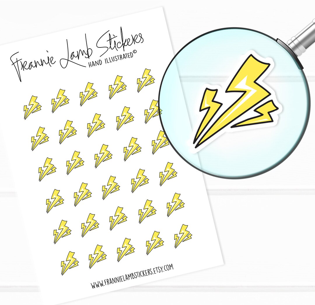 Lightening Bolt Stickers (1/2" Each), Planner Stickers, Weather ...