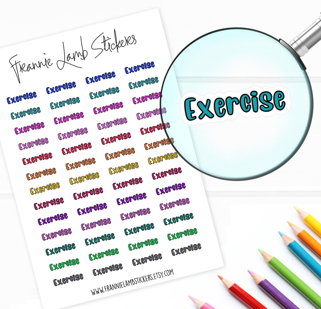 Exercise Stickers/labels for Planners, Calendars & Folders, Choice of ...
