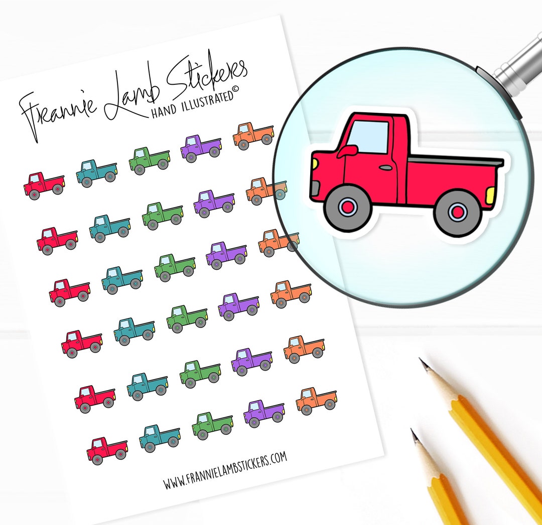 Trucks Stickers (1/2" Each), Planner Stickers, Truck Stickers for ...