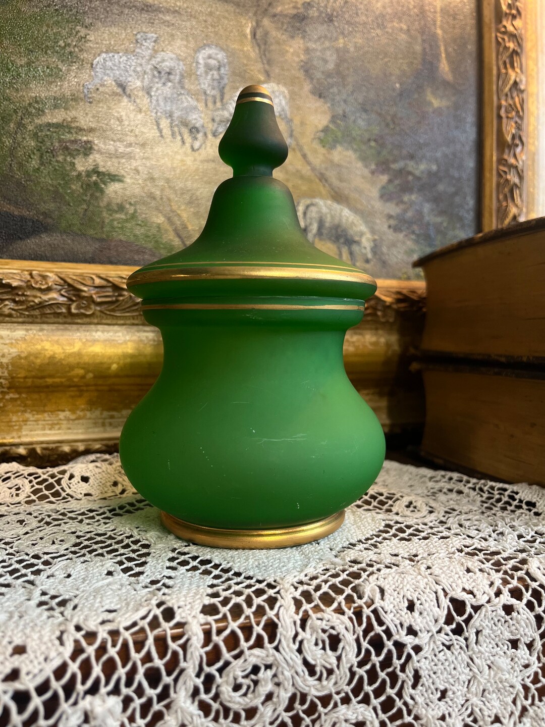 Jade Green Opaque Jar With Lid - Etsy