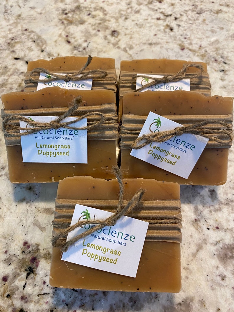 Lemongrass With Poppyseed Natural Handmade Cold Process Soap Bar Essential Fragrant Oil ...