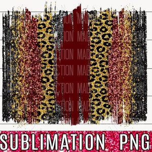 Brush Stroke Sublimation, PNG File, Glitter Leopard, Maroon & Gold ...