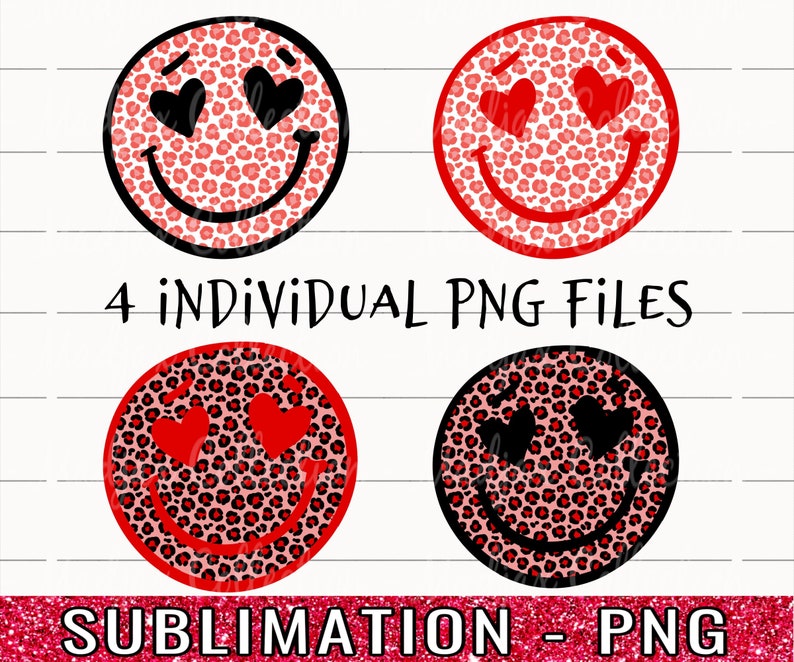 Valentine's Day Smiley Face 4 PNG File Bundle Smiley - Etsy