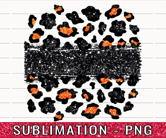 Leopard Brush Stroke Black & Orange Sublimation PNG File - Etsy