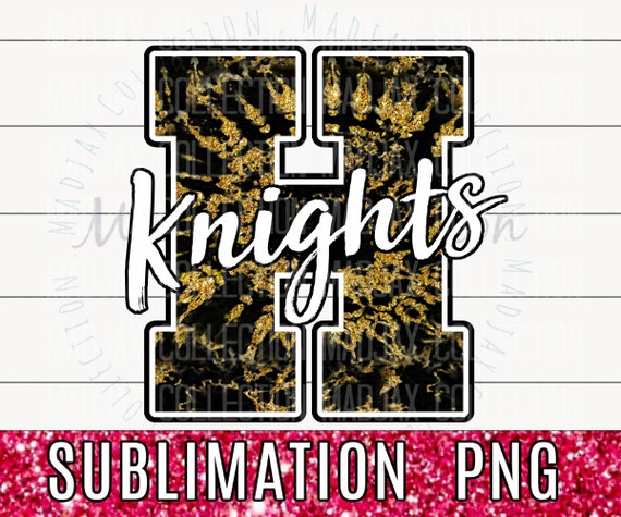 H Varsity Letter Knights PNG 2 Sublimation Designs Gold Tie - Etsy