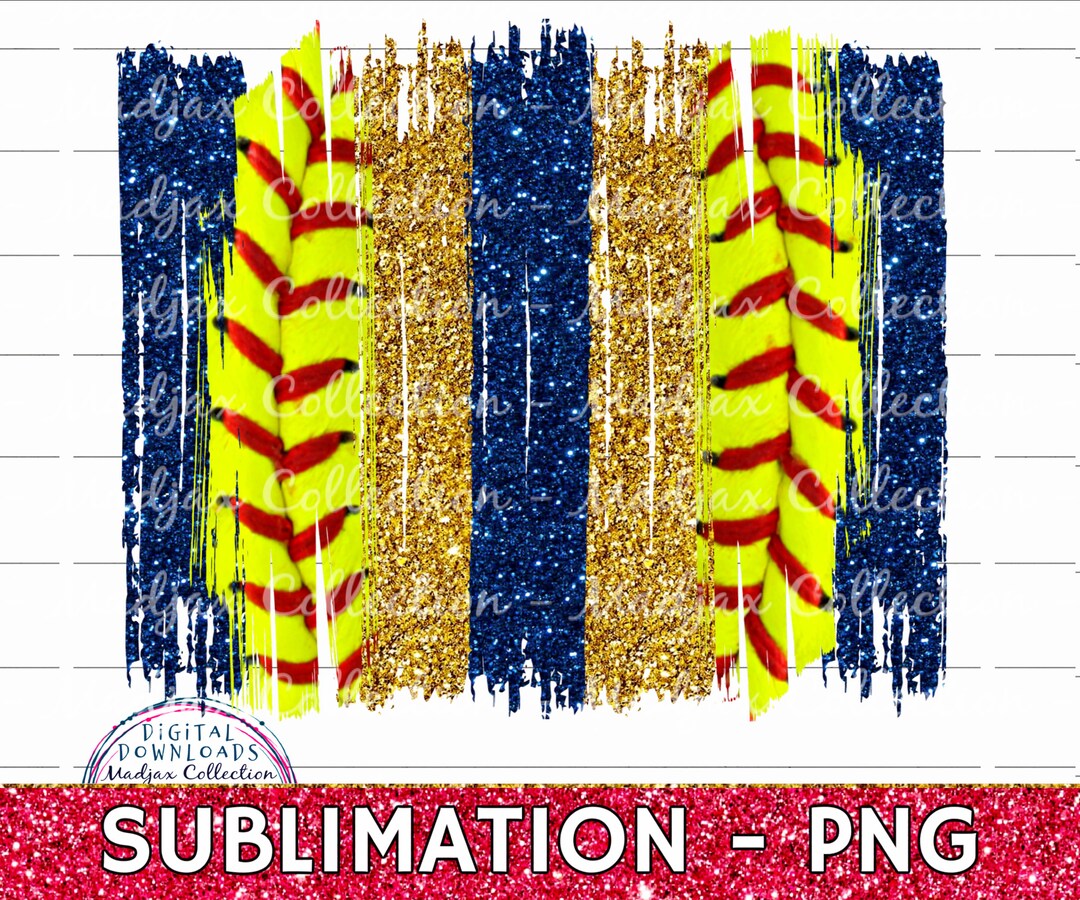 Softball Brush Stroke PNG: Navy & Gold Stitches (digital Download) - Etsy