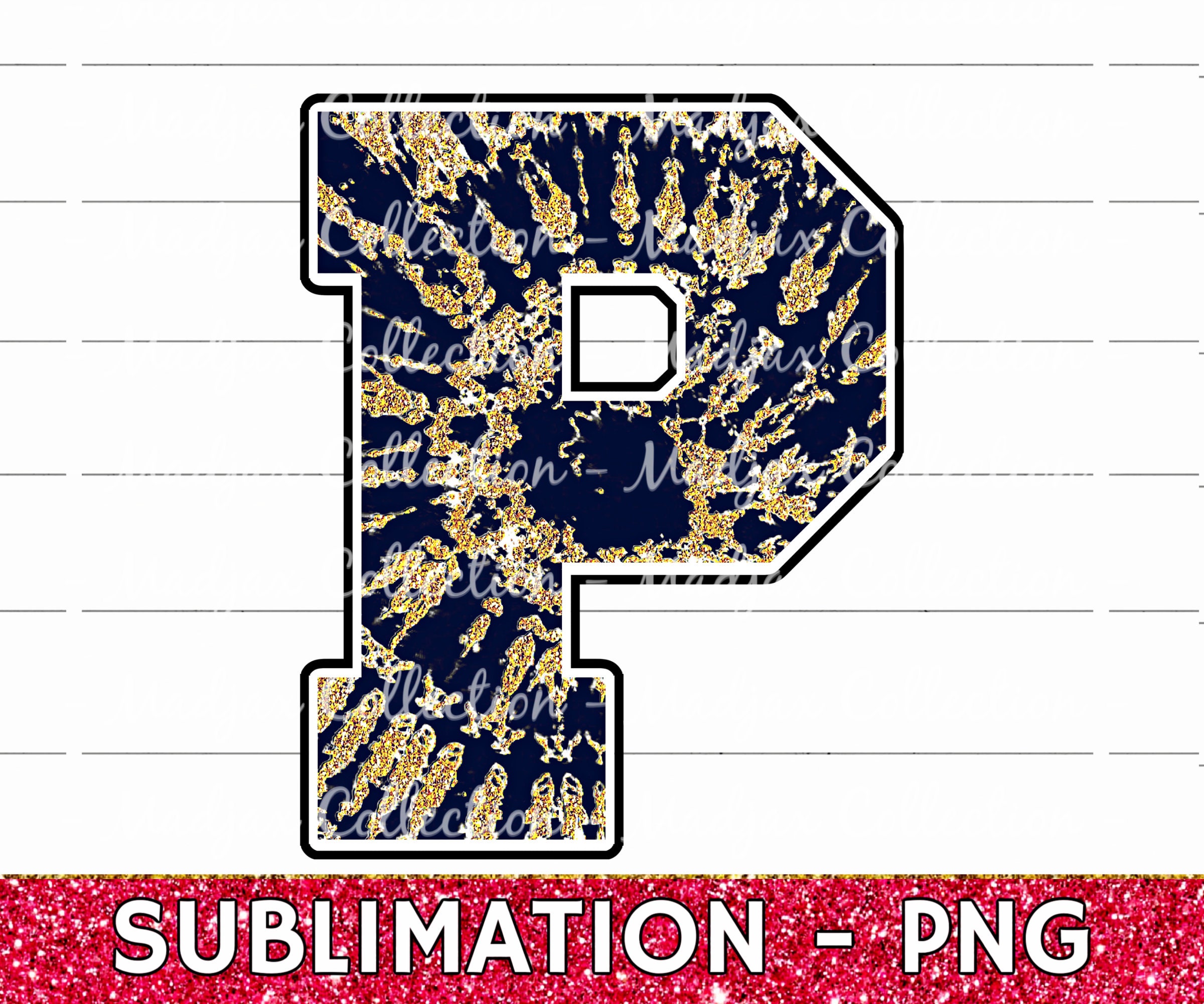 Varsity Letter P Sublimation Print PNG Digital File Navy & | Etsy