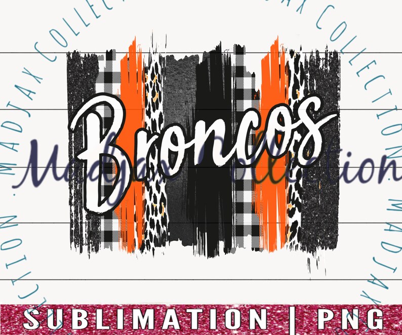 Broncos Brush Stroke Sublimation Orange Black Cheetah PNG - Etsy