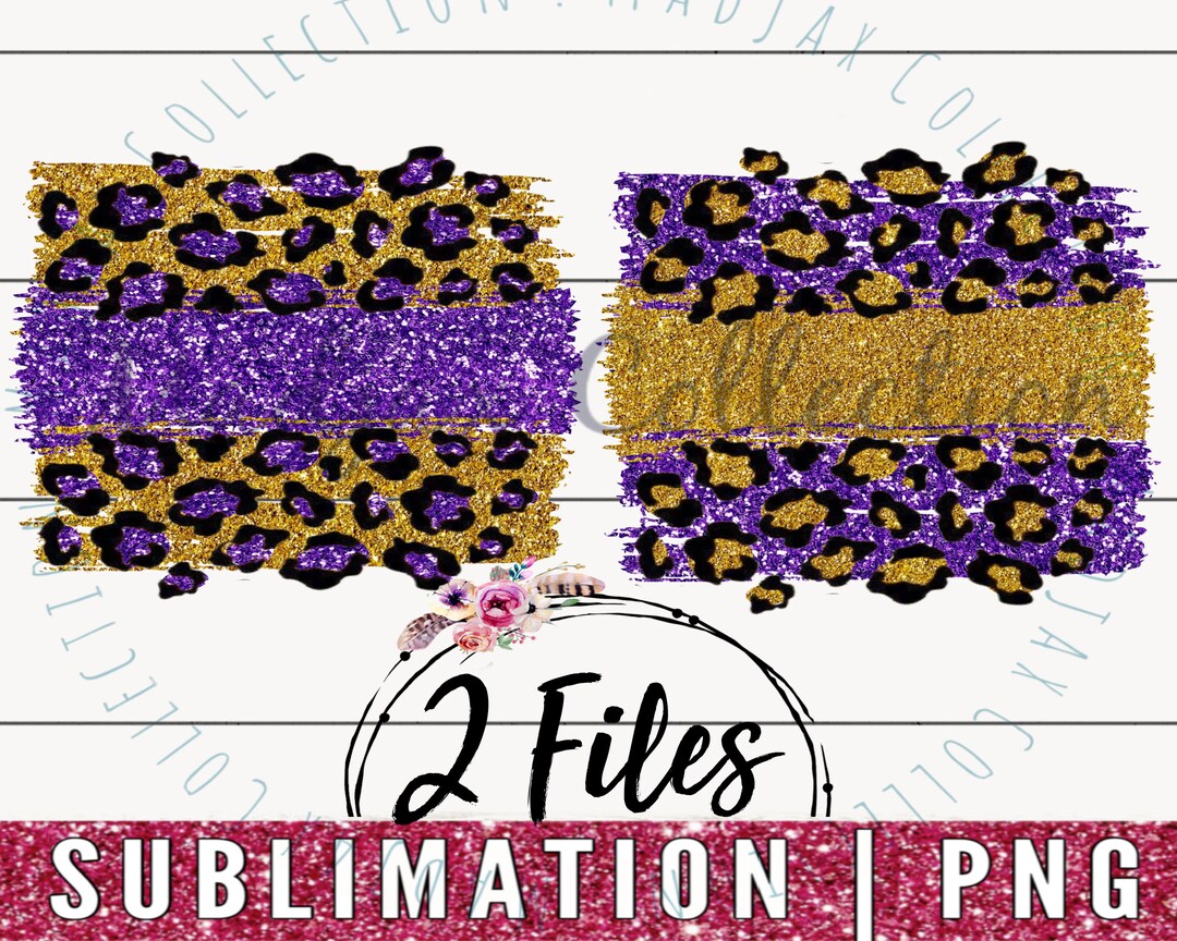 Leopard Sublimation, Purple & Gold, Bridal Squad Background, Brush ...