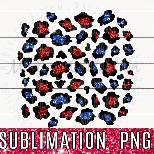 Leopard Brush Stroke Red & Blue Sublimation PNG File Heat - Etsy