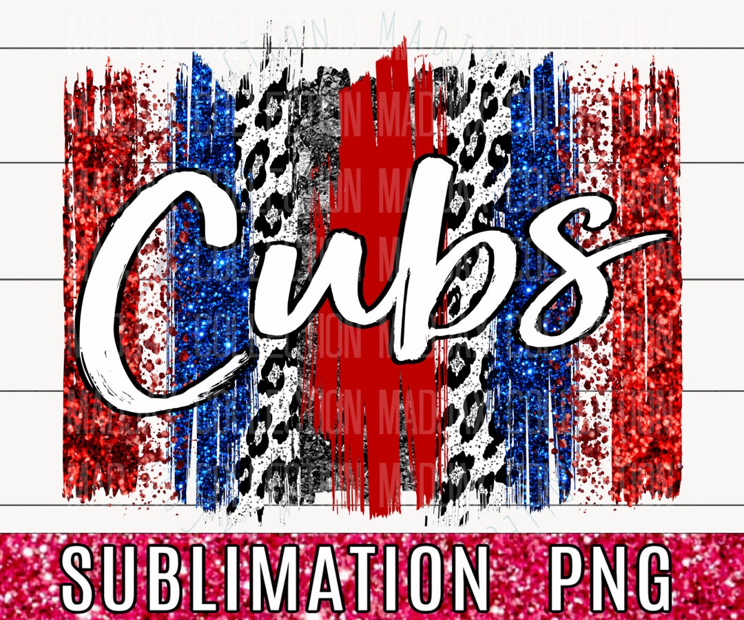 Team Cubs, Sublimation PNG, Red Glitter, Brushstroke, Leopard, Football ...