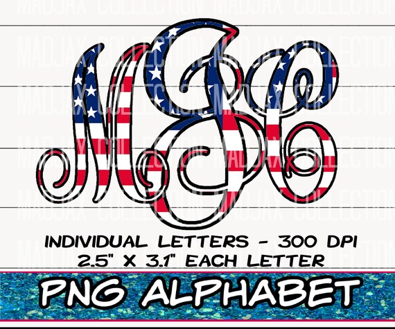 American Flag Alphabet Set Monogram Style A-Z Individual | Etsy