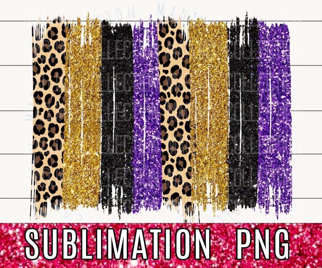 Purple and Gold Sublimation PNG, Brush Strokes Background, Leopard ...
