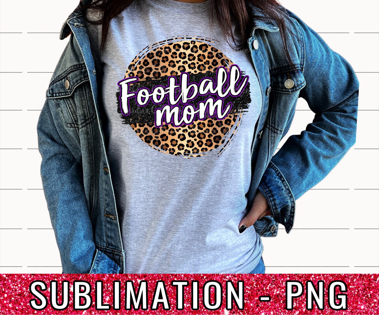Purple Football Mom PNG Leopard Circle Sublimation Football - Etsy