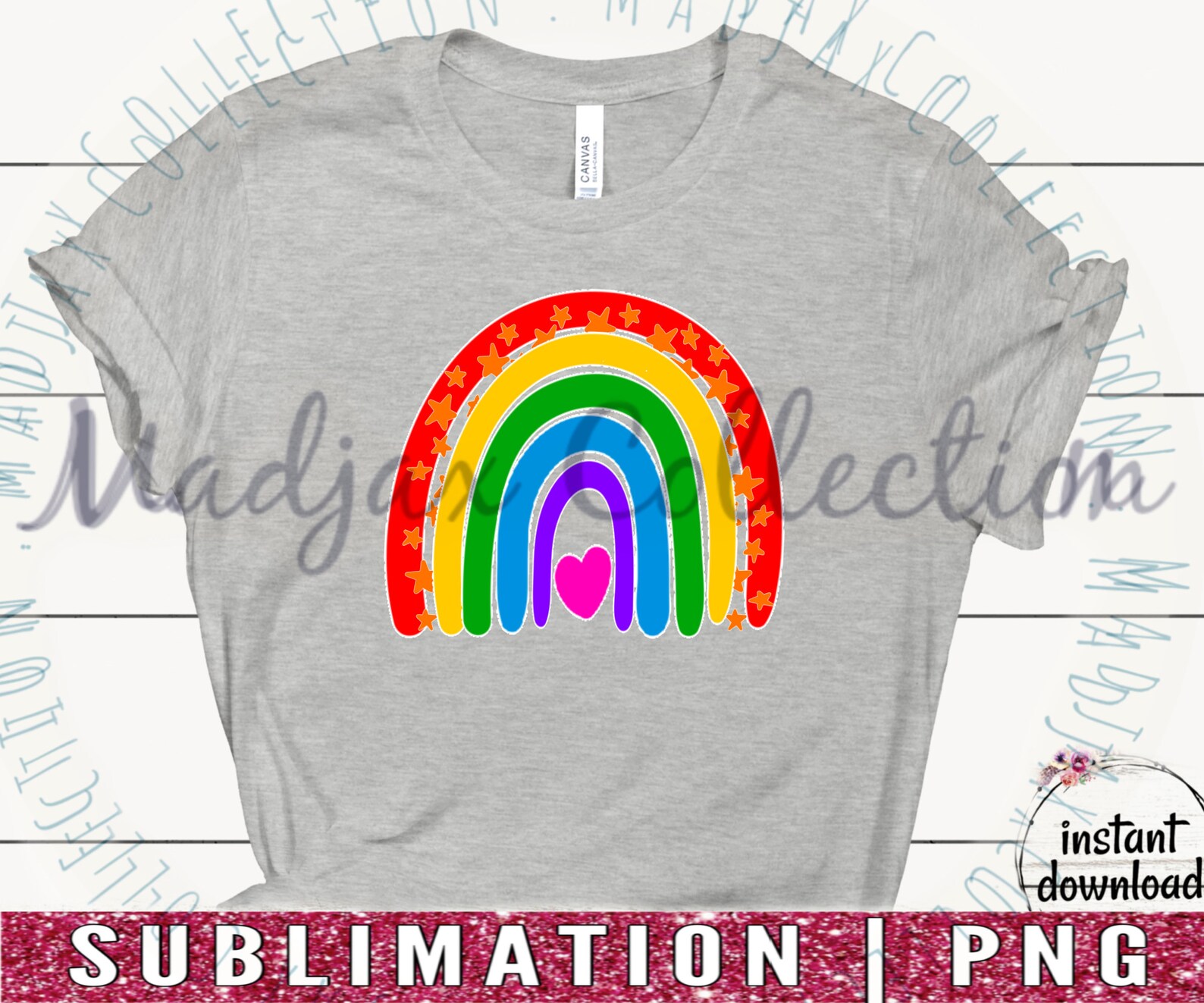 Rainbow Sublimation Design PNG Stars Classic Rainbow - Etsy